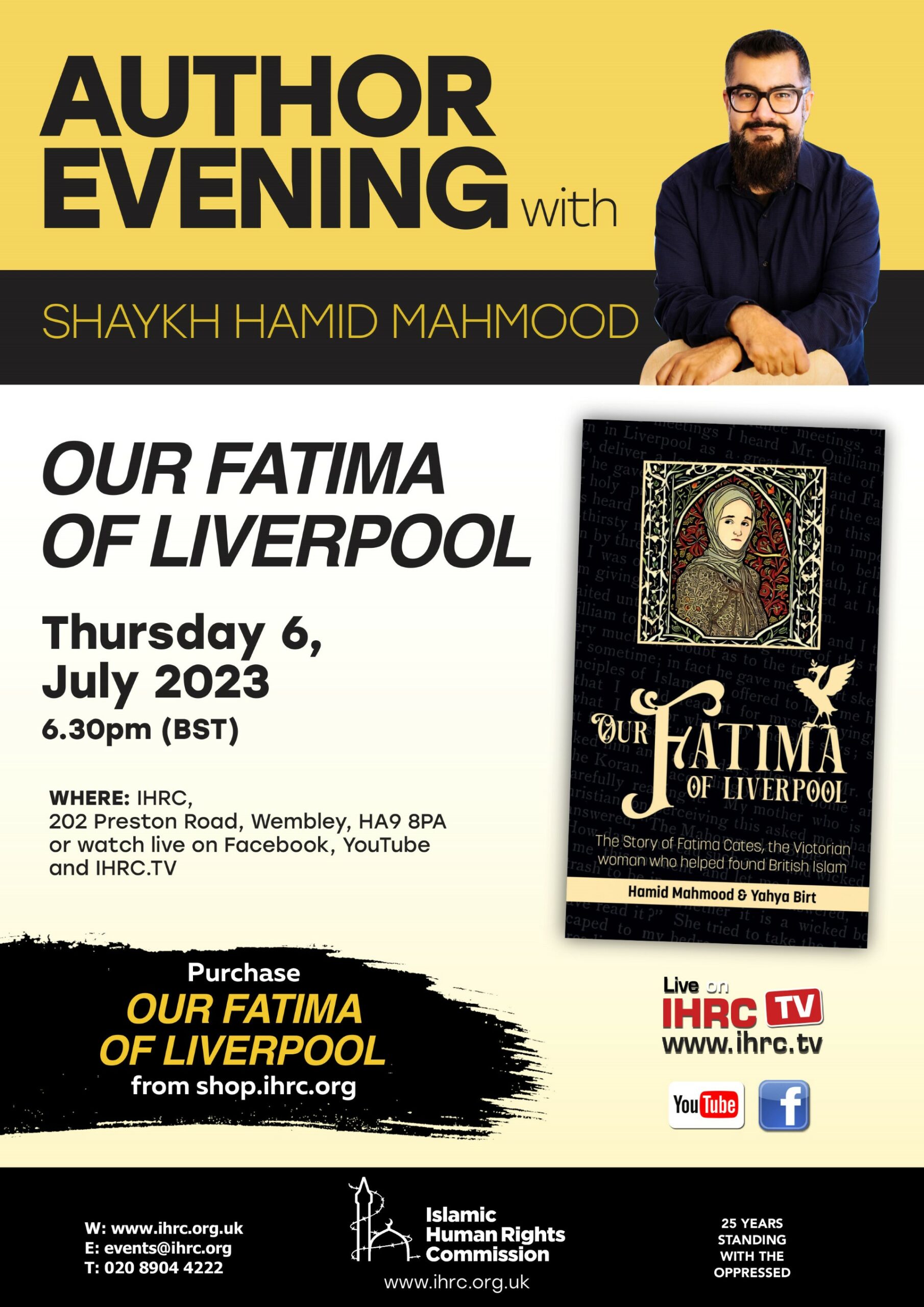 Author Evening with Shaykh Hamid Mahmood: Our Fatima of Liverpool - IHRC