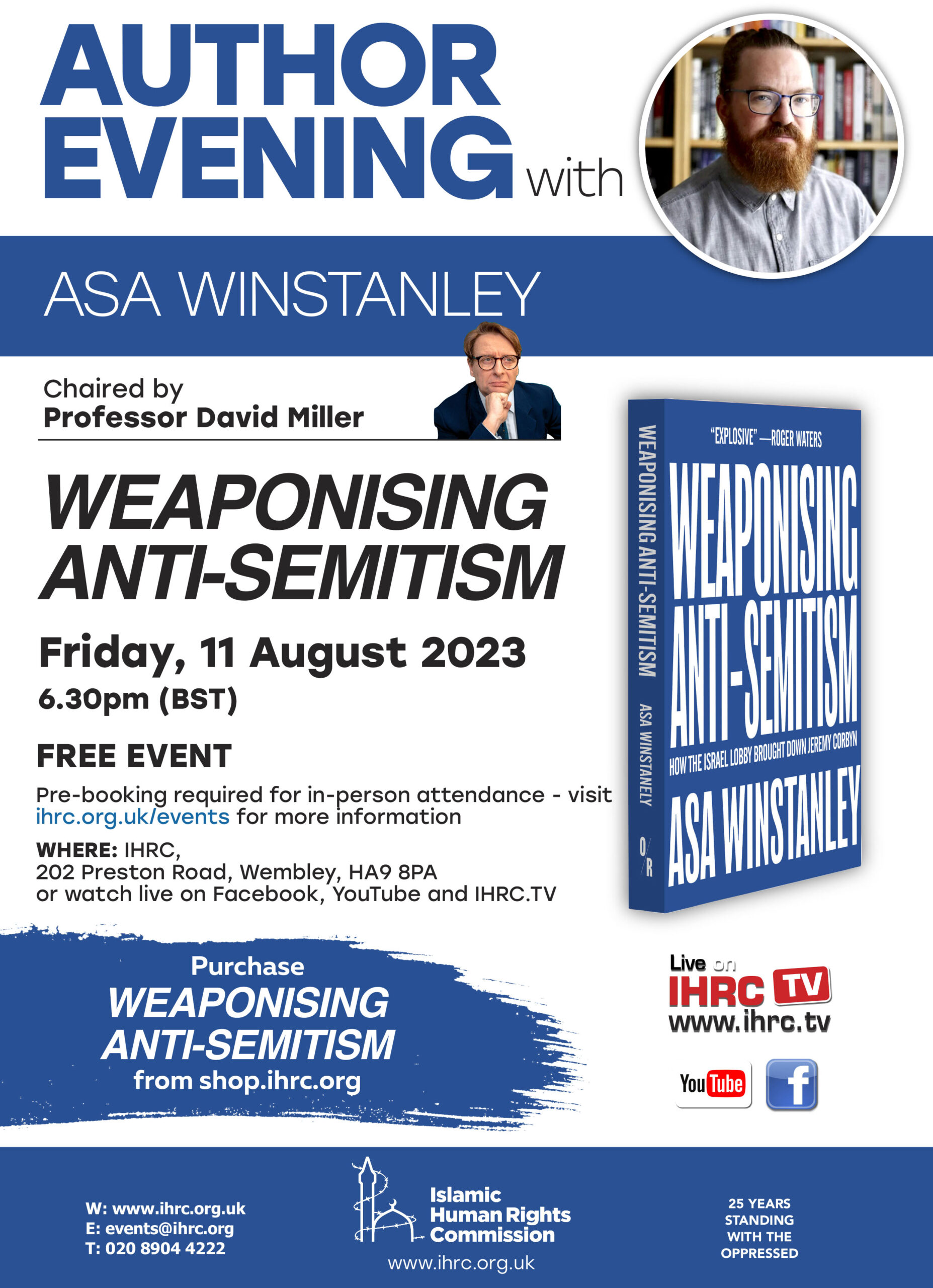 Author Evening with Asa Winstanley: Weaponising Anti-Semitism - IHRC